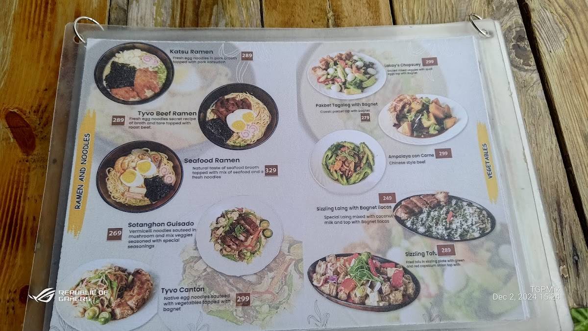 Menu at Tyvo Overlooking Grill & Cafe Antipolo, Antipolo