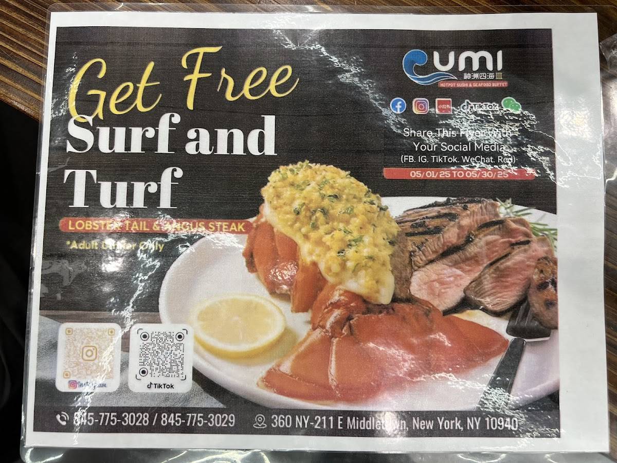 Menu at Umi Hot Pot Sushi & Seafood Buffet restaurant, Middletown