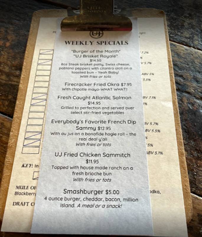 Menu at Universal Joint Kayışdağı, Istanbul