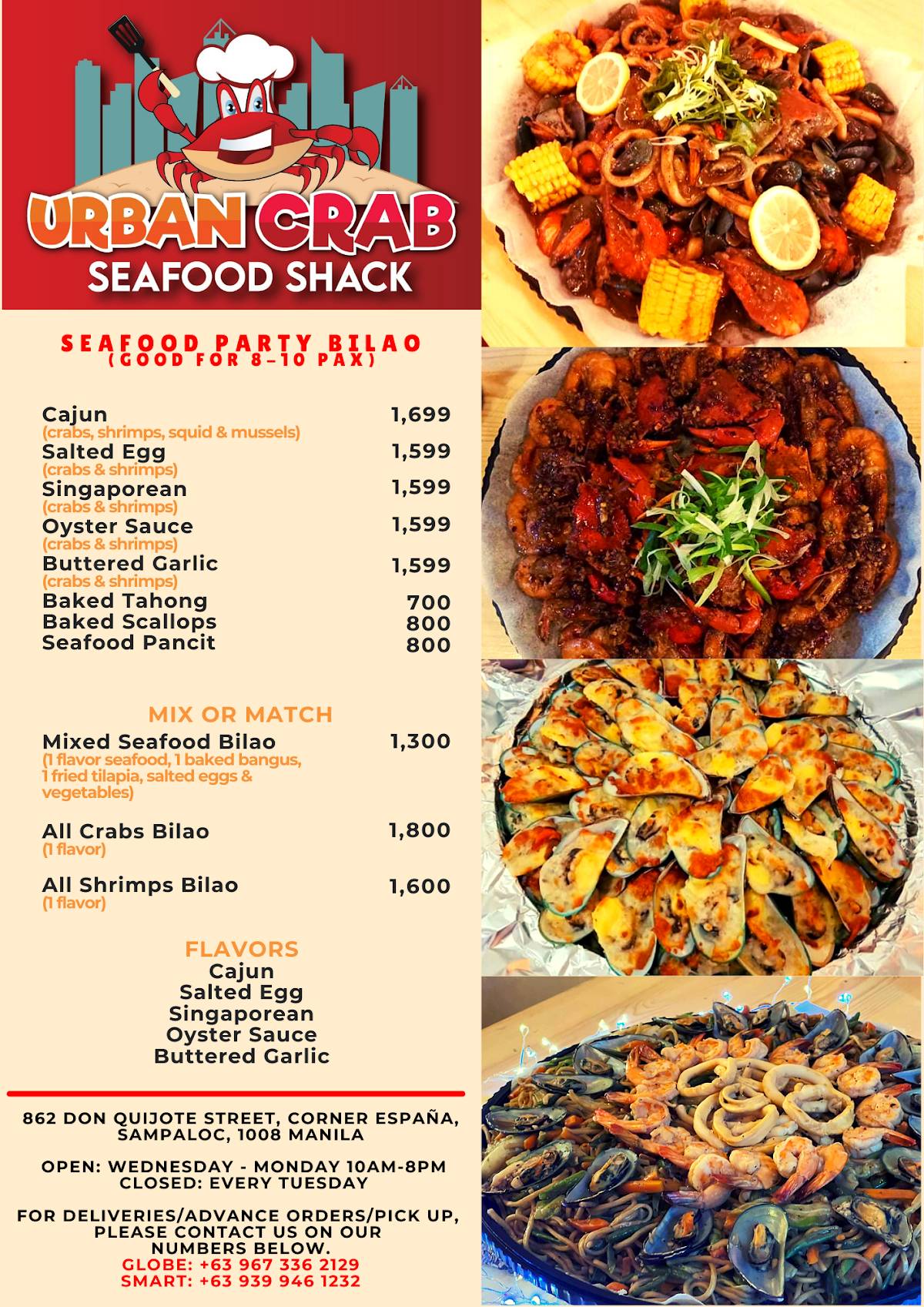 Menu at Urban Crab Seafood Shack restaurant, Manila