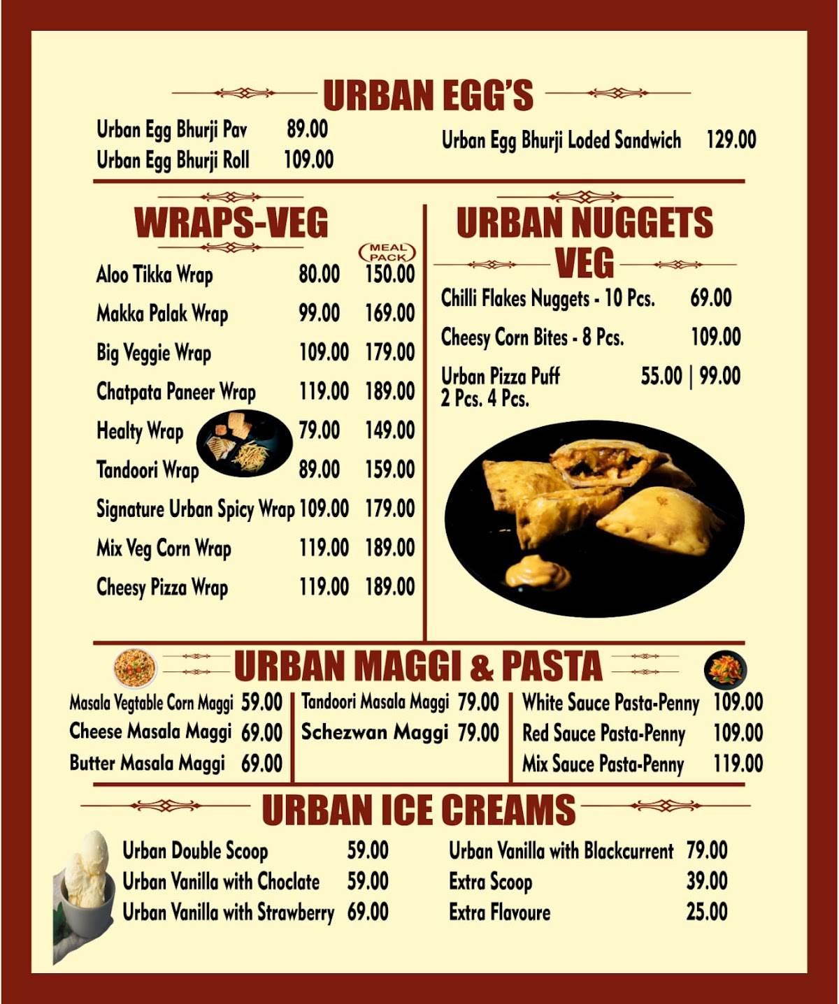 Menu at Urban Vada Pav, Agra, F 360