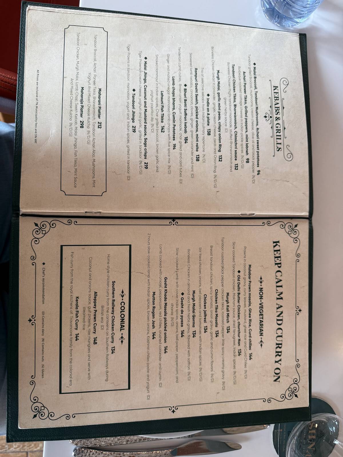 Carta de Ushna Restaurant - Souk Madinat Jumeirah, Dubai