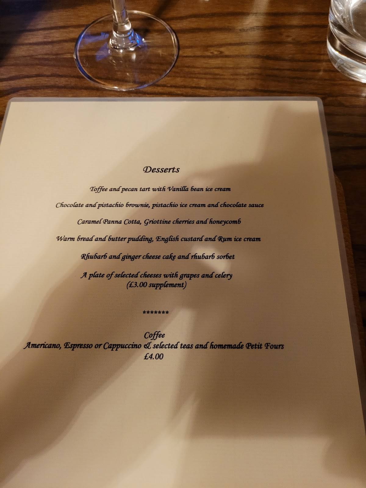 Menu at Venture In Restaurant, Ombersley