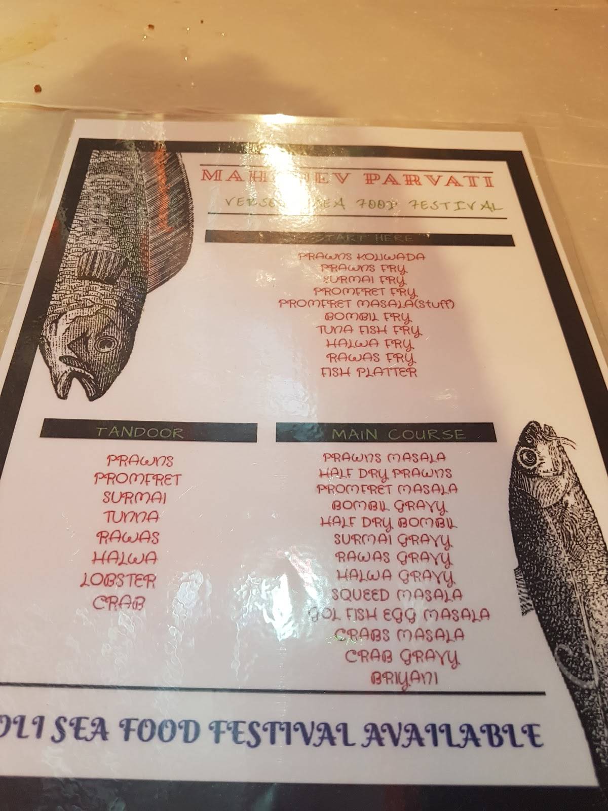 Menu at Versova Fish Festival 2019 Supper Live, Mumbai