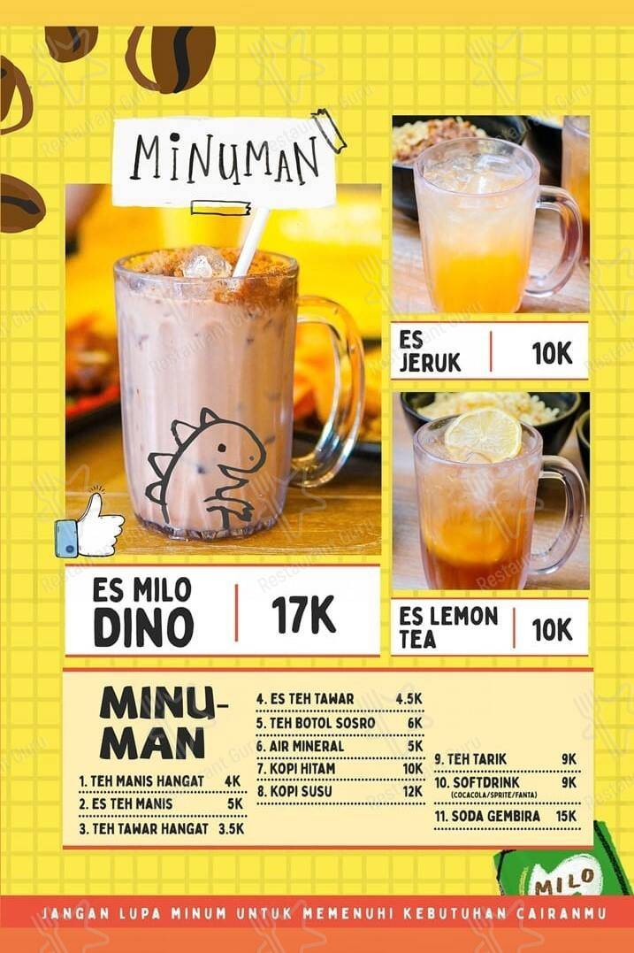Menu at Warung Kuning restaurant, Bogor, Achmad Adnawijaya St No.155