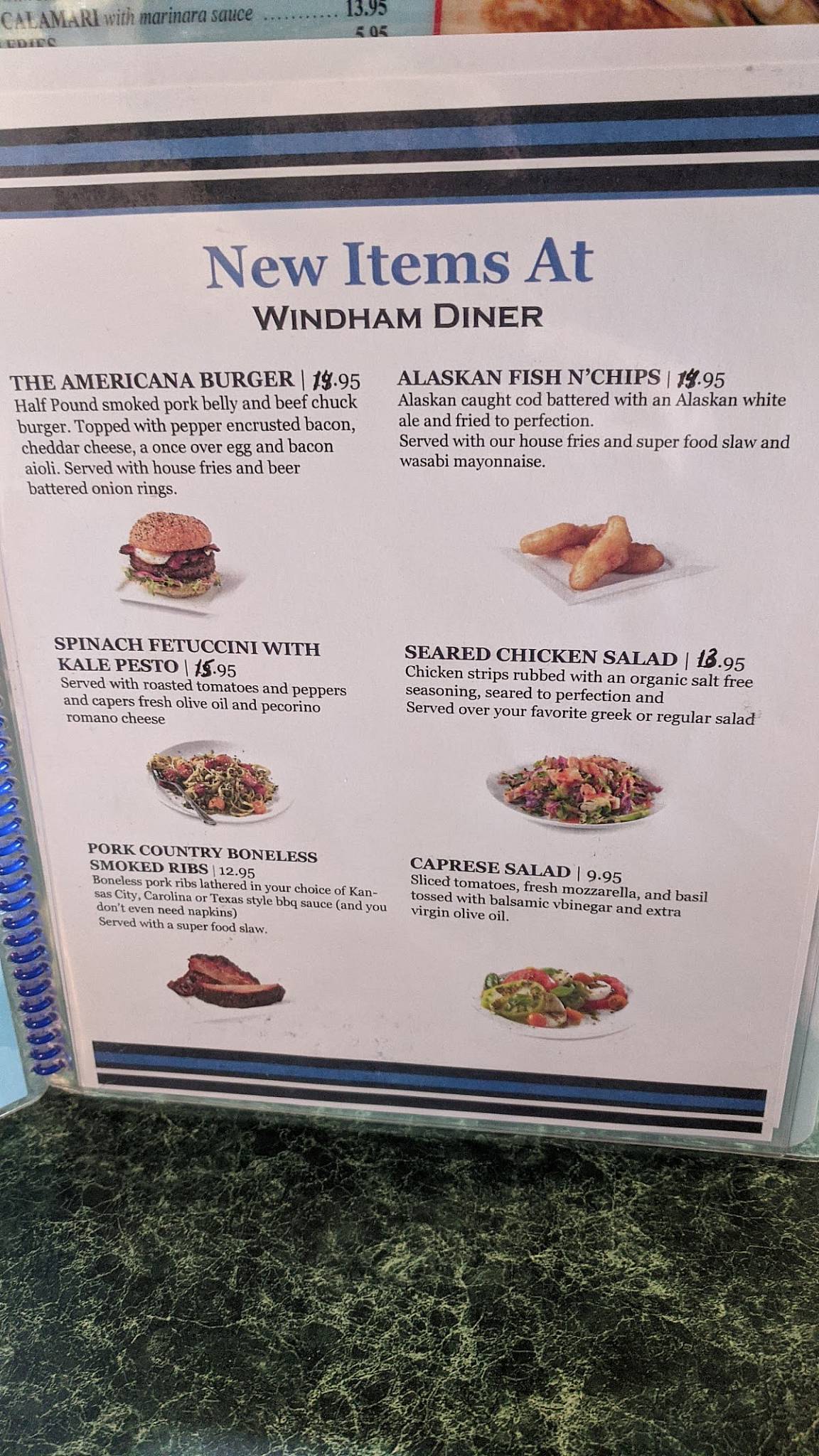 Menu at WINDHAM DINER restaurant, Windham