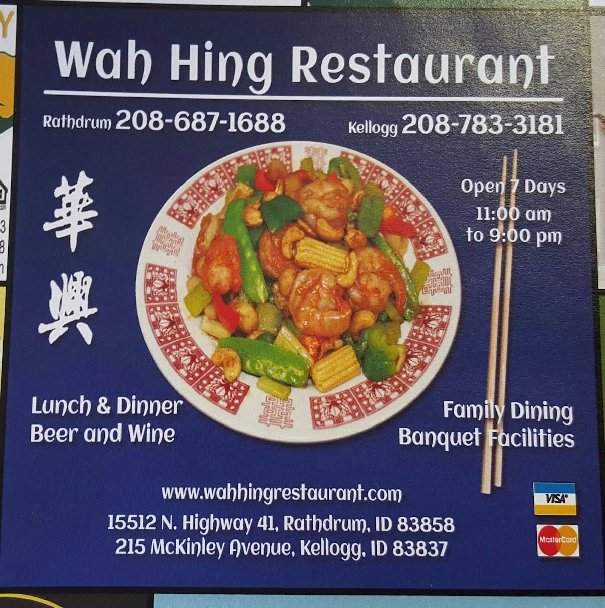 Menu at Wah Hing Restaurant, Rathdrum