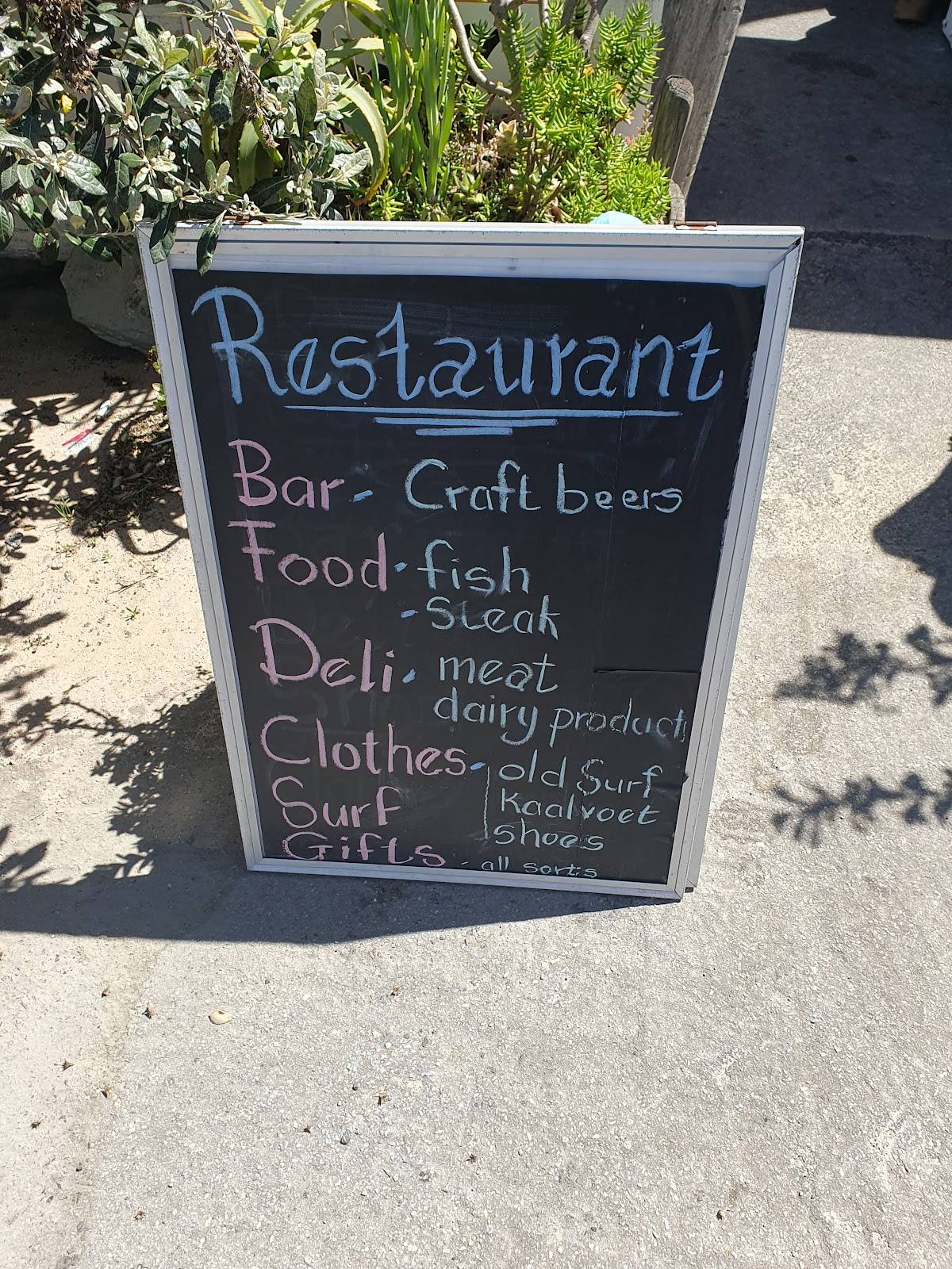 Menu at Wit Mossel Pot restaurant, Elands Bay