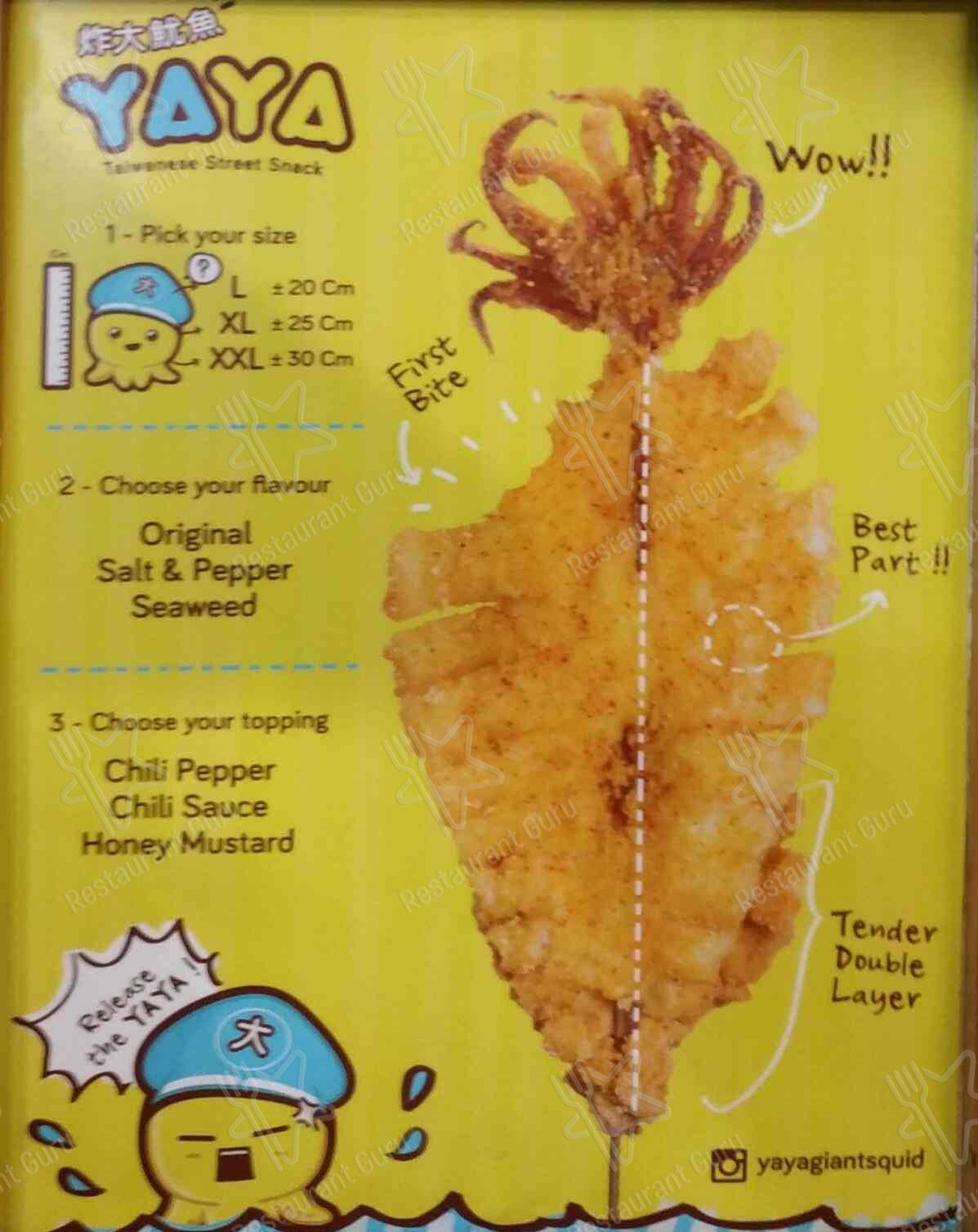 Menu at Yaya Giant Squid, Jakarta, Bay Walk Mall