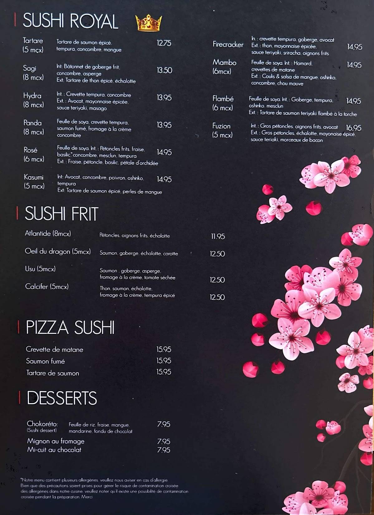 Menu at Restaurant Yumé, Saint-Jean-de-Matha