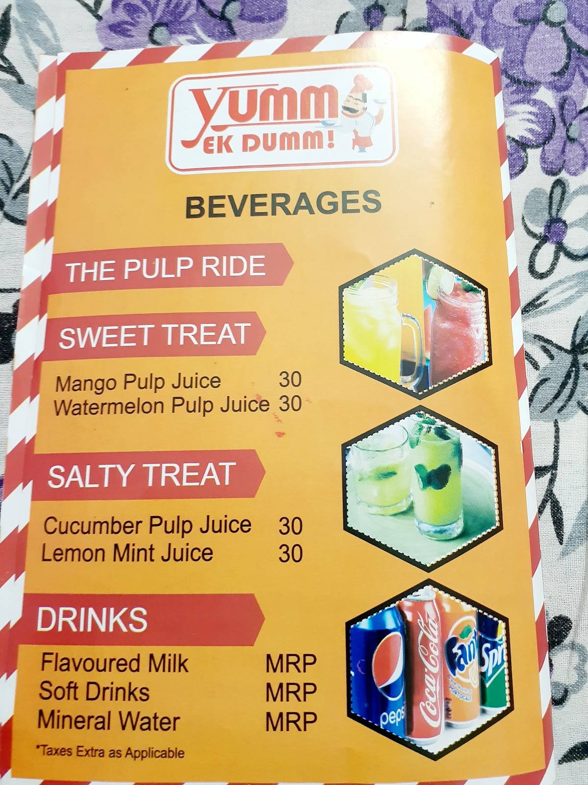 Menu at Yumm Ek Dumm Foods, New Delhi