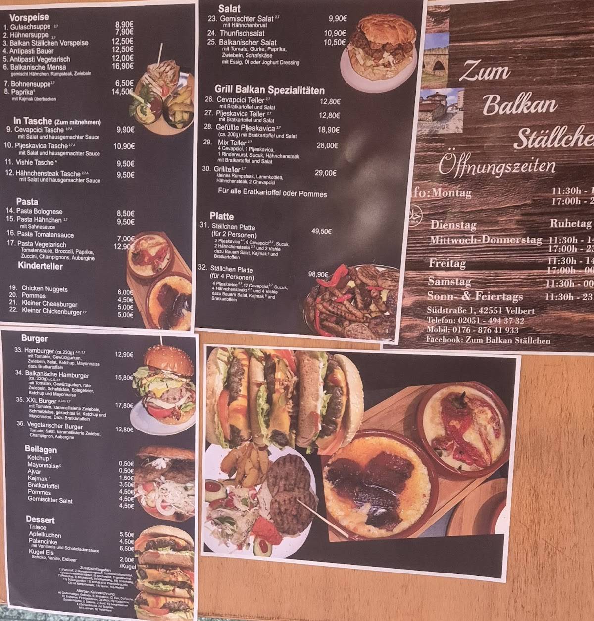 Speisekarte von Zum Balkan Ställchen restaurant, Velbert