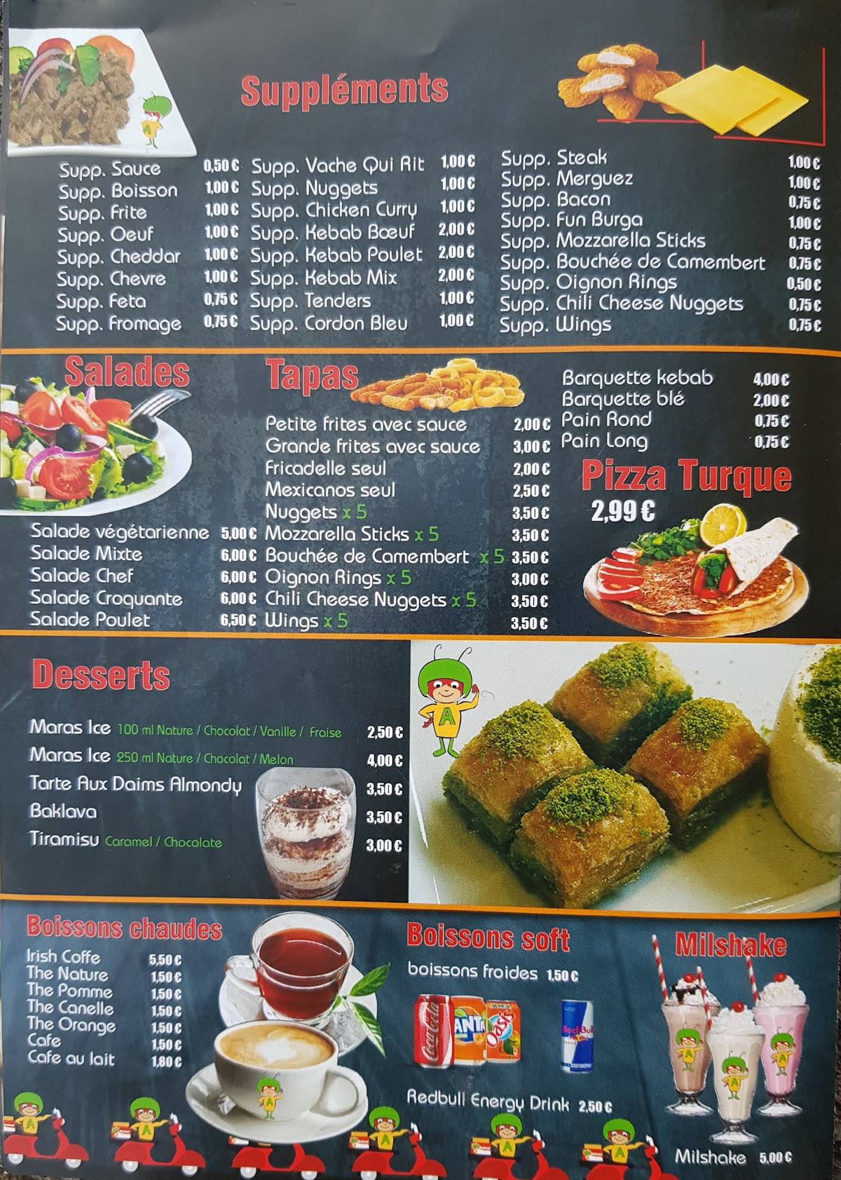Menu au Atom Grill restaurant, Sainghin-en-Weppes