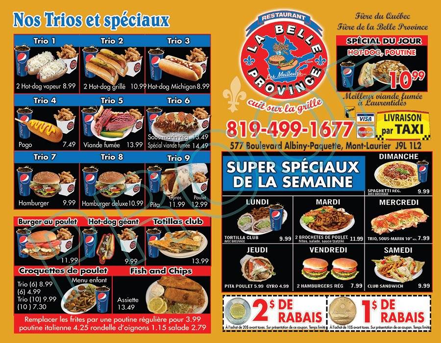 Menu au Restaurant La Belle Tacos, Mont-Laurier
