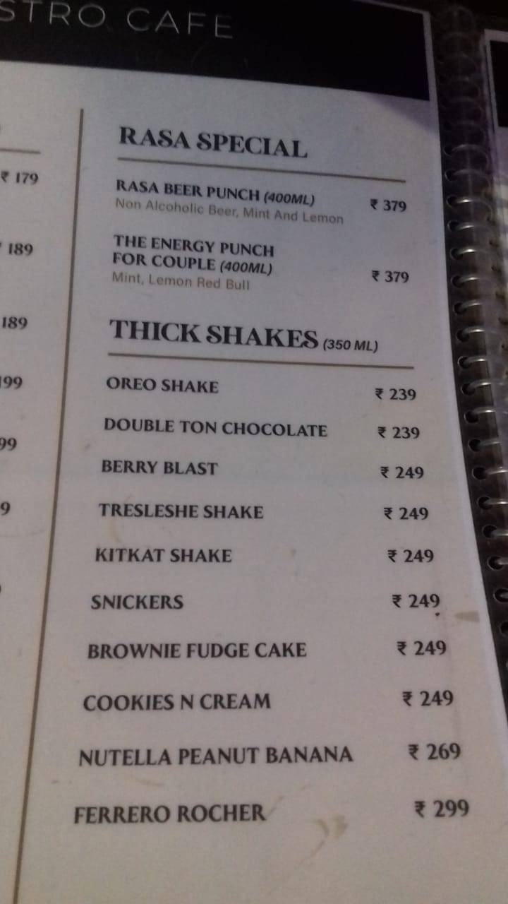 Menu at rasa restro cafe & rooftop, Ahmedabad