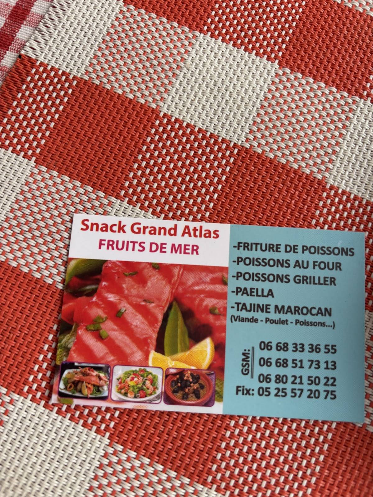 Menu au Restaurant snack grand atlas, Marrakech