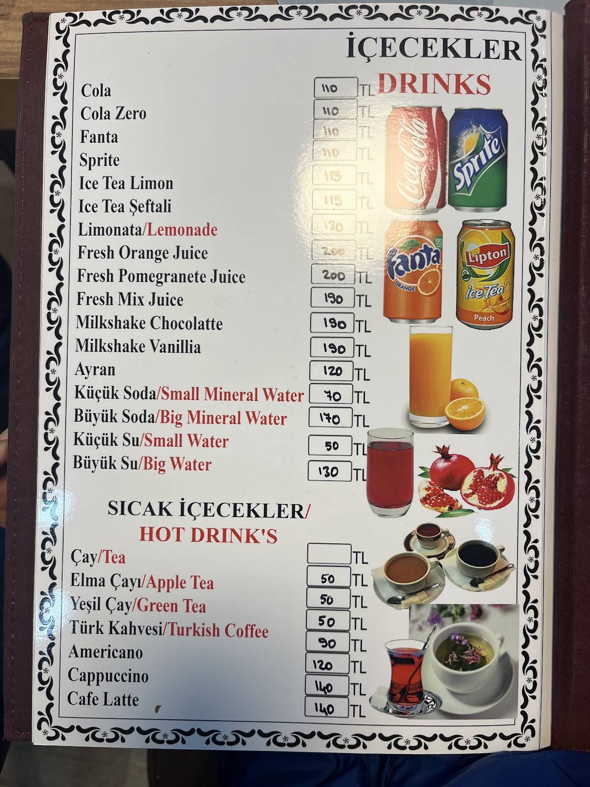 Speisekarte von Three Partners Cafe & Restaurant, Istanbul