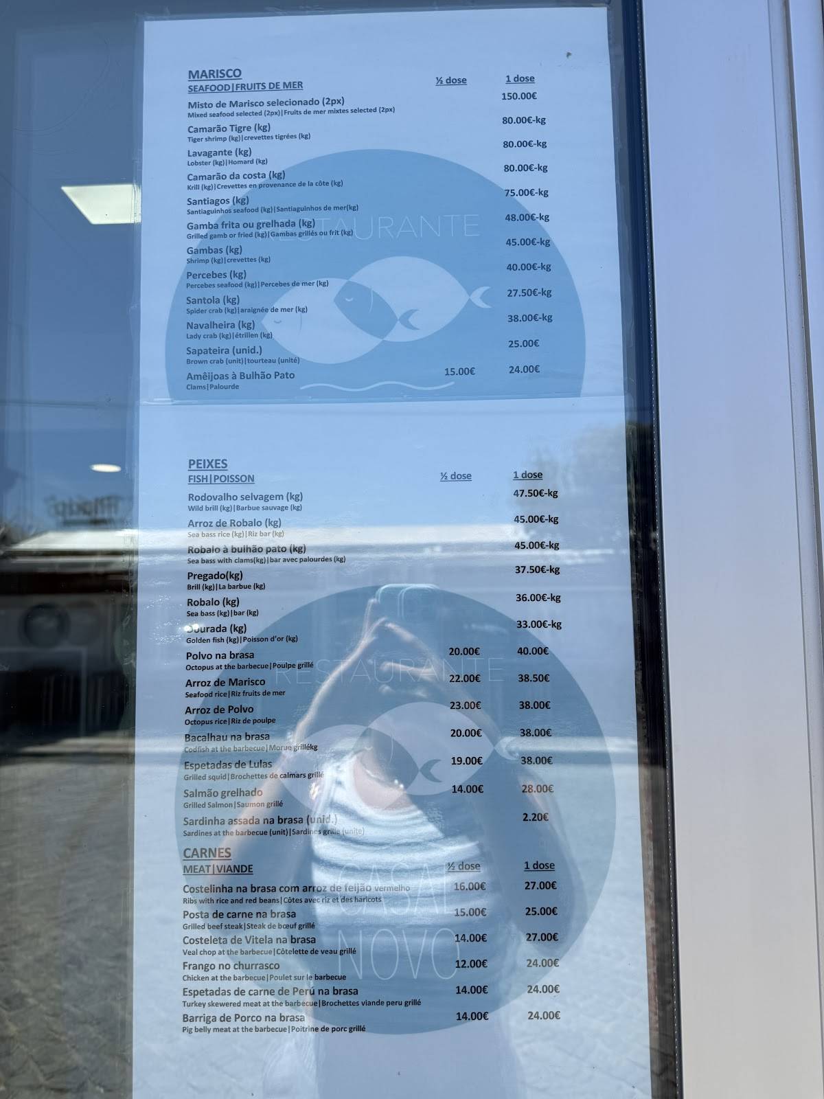 Menu em Restaurante Bar Casal Novo, Lda., Apúlia