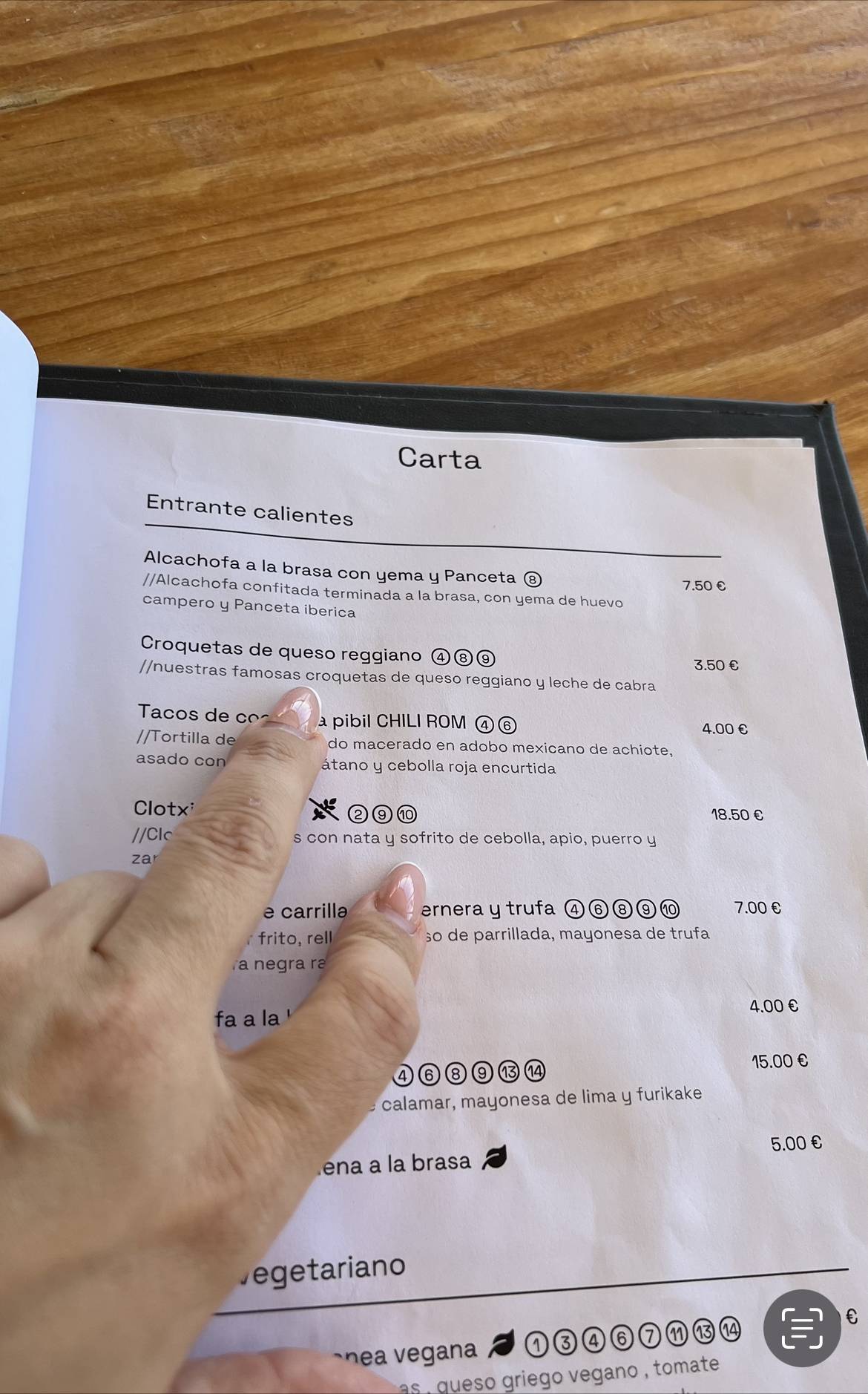 Carta de Restaurante Brel, Campello