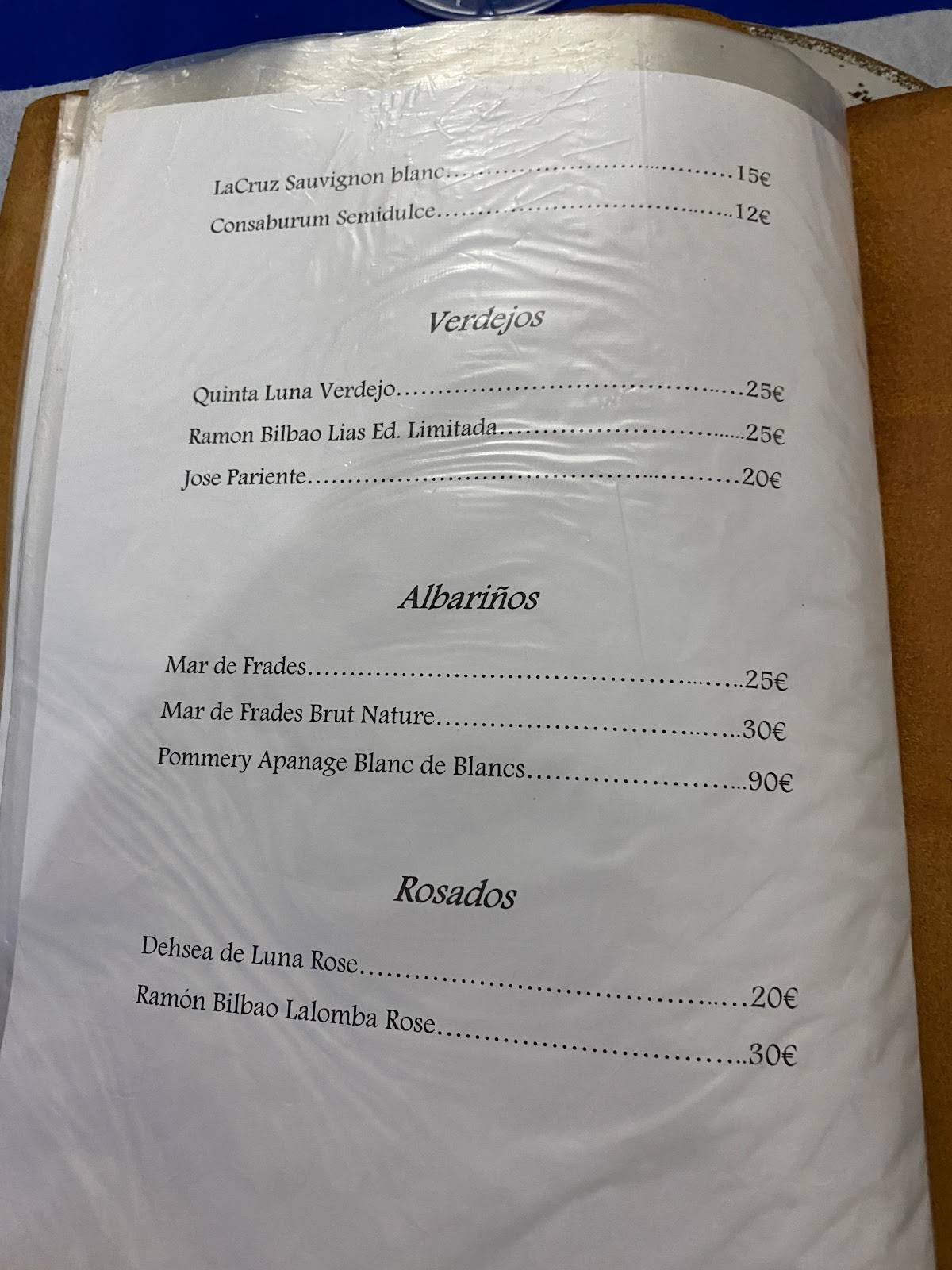 Carta del restaurante Rest. La Bodeguita -Casa La Tercia, Consuegra