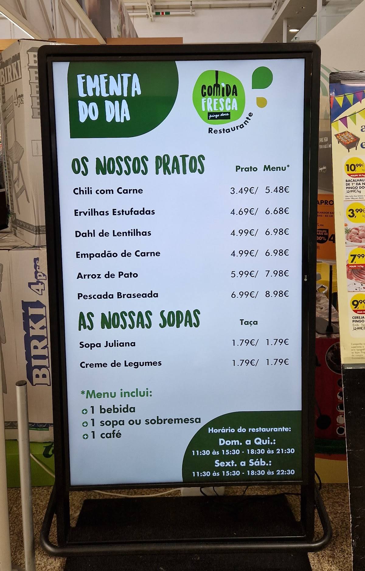 Menu at Restaurante Comida Fresca - Pingo Doce, Lisbon