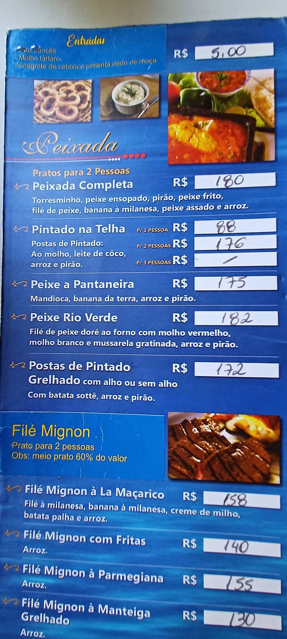 Menu em Restaurante Maçarico, Brasil, BR-267