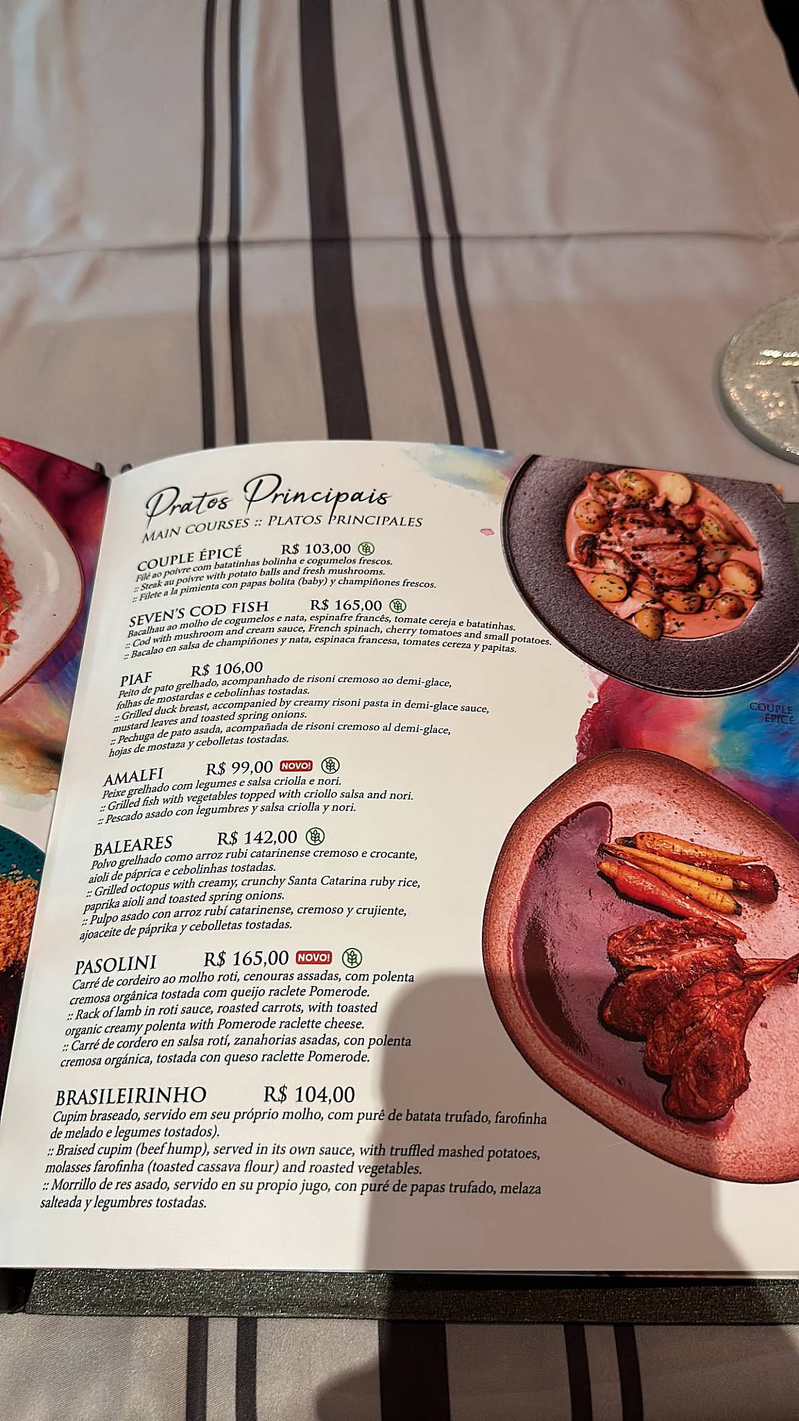Menu em Restaurante Number Seven, Balneário Camboriú
