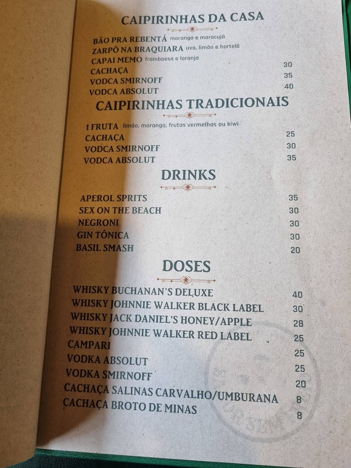 Menu em Restaurante Sabor Sem Freio, Gonçalves