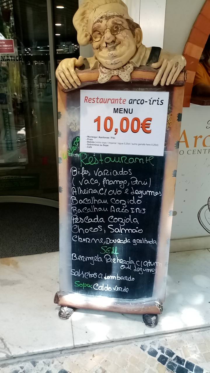Menu at Restaurante arco iris, Lisbon, Av. Júlio Dinis 6