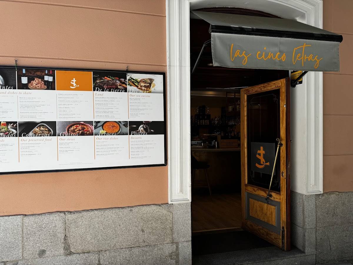 Carta de Restaurante las 5 letras, Madrid
