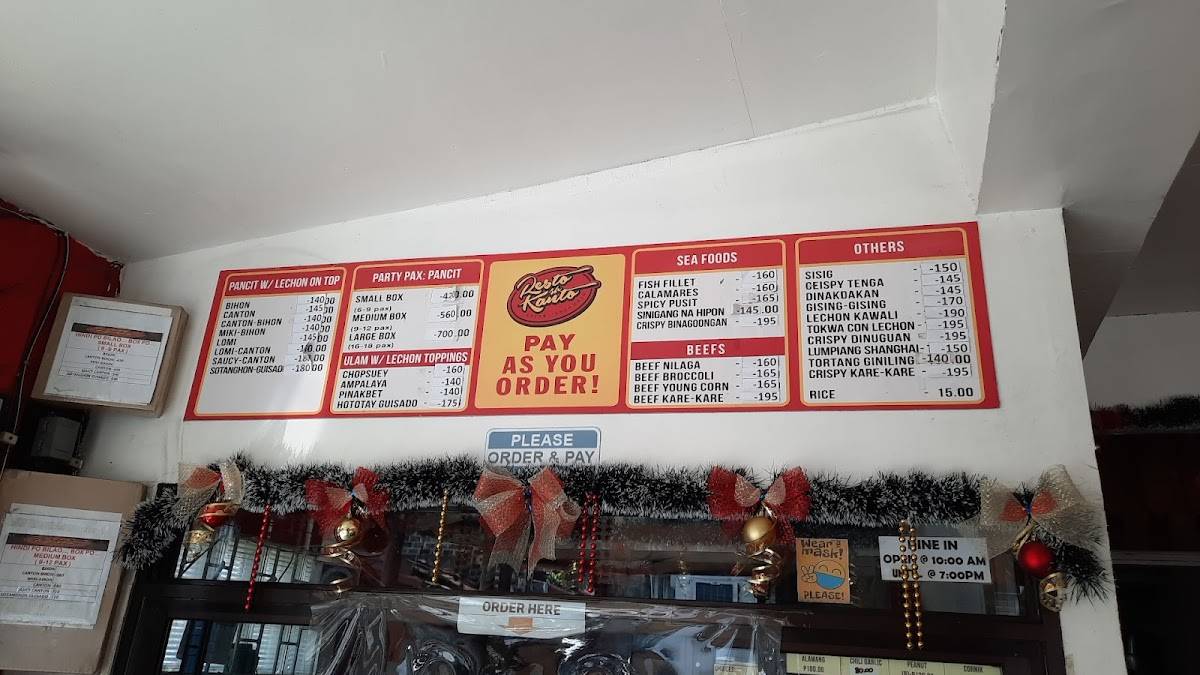 Menu at Resto Sa Kanto restaurant, Antipolo, 99 C. Lawis St. Cor. San ...