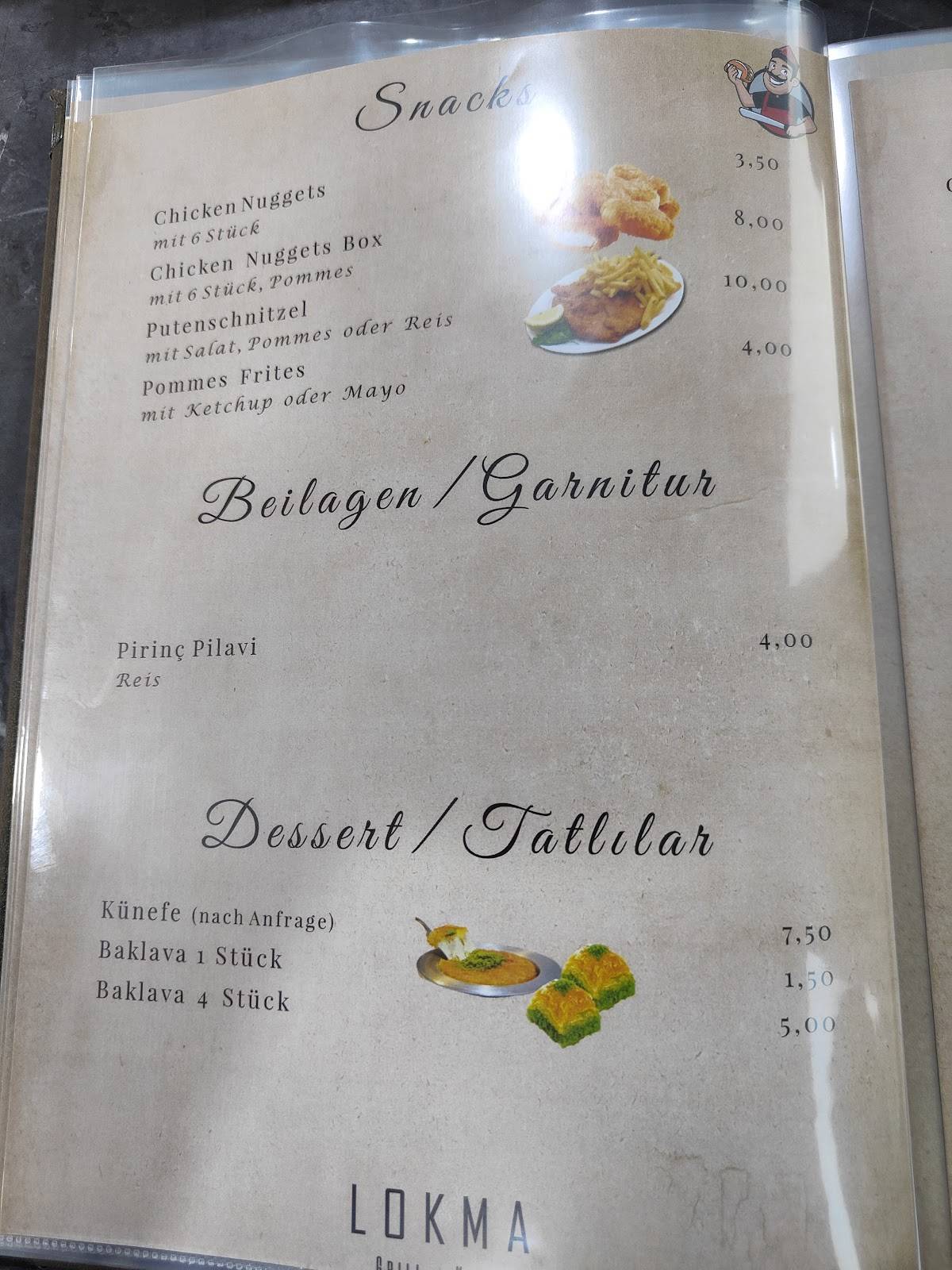 Menu at Lokma Grill-Kebab restaurant, Rheinfelden