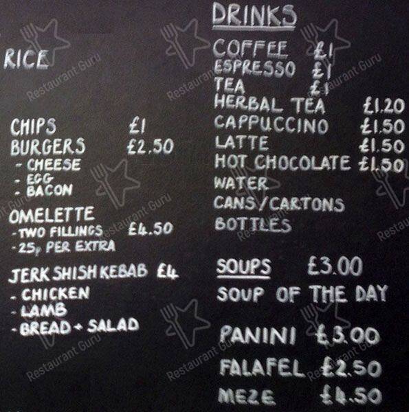 Menu at Rhythm Pot restaurant, London