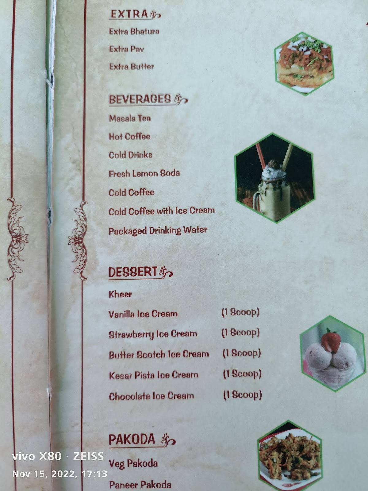 Menu at Rich table, Jaipur