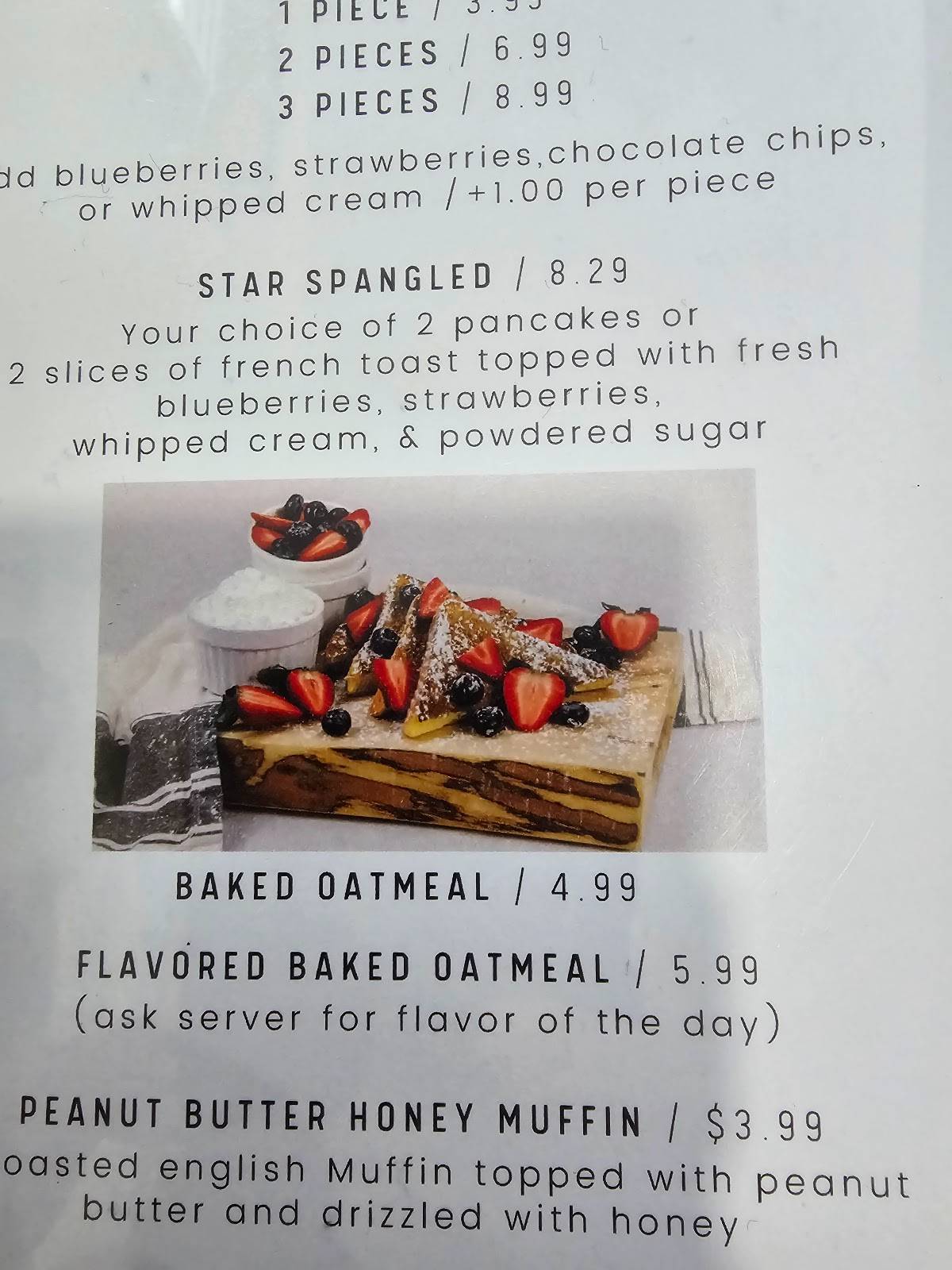 Menu at Richland Railroad Diner restaurant, Richland