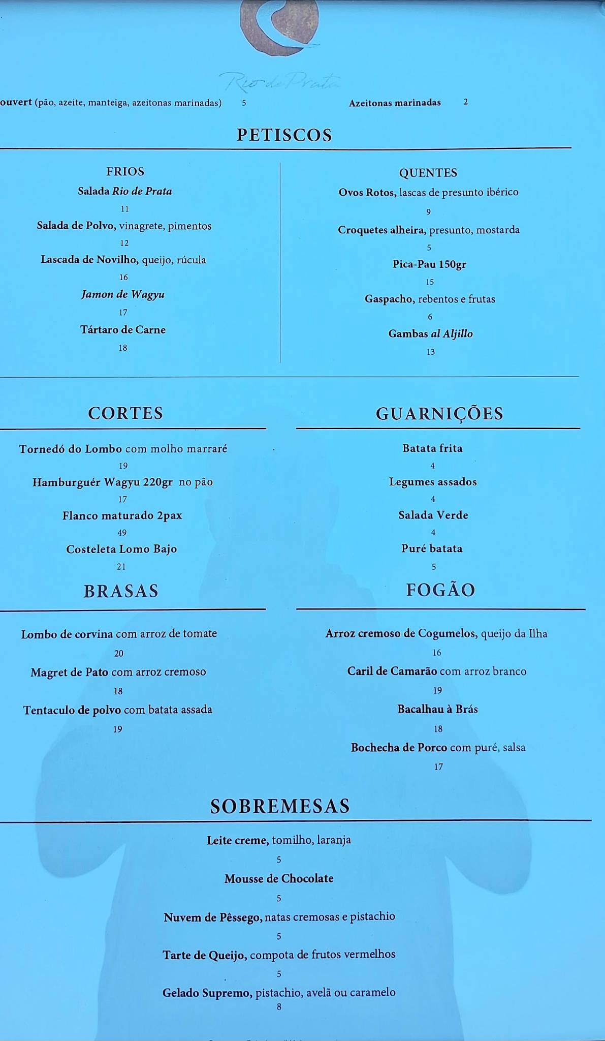 Menu em Rio de Prata restaurante, Lisboa