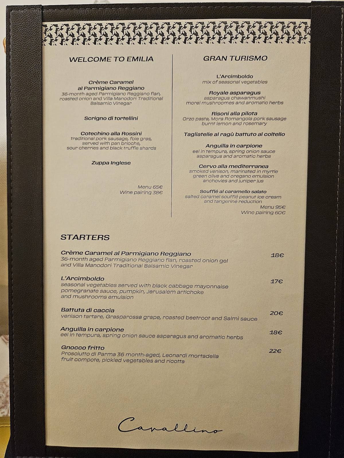 Menu at Ristorante Cavallino, Maranello, Via Abetone Inferiore