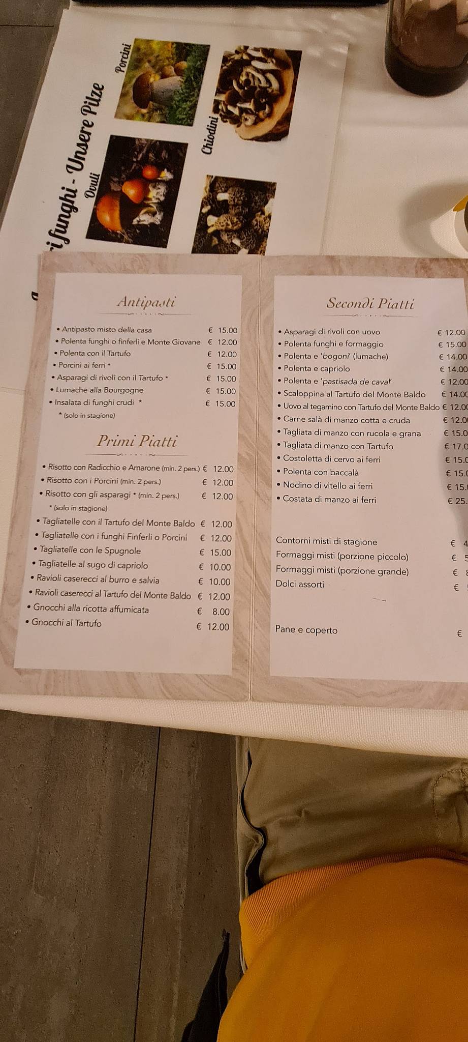 Menu da Ristorante Cima 11, Caprino Veronese