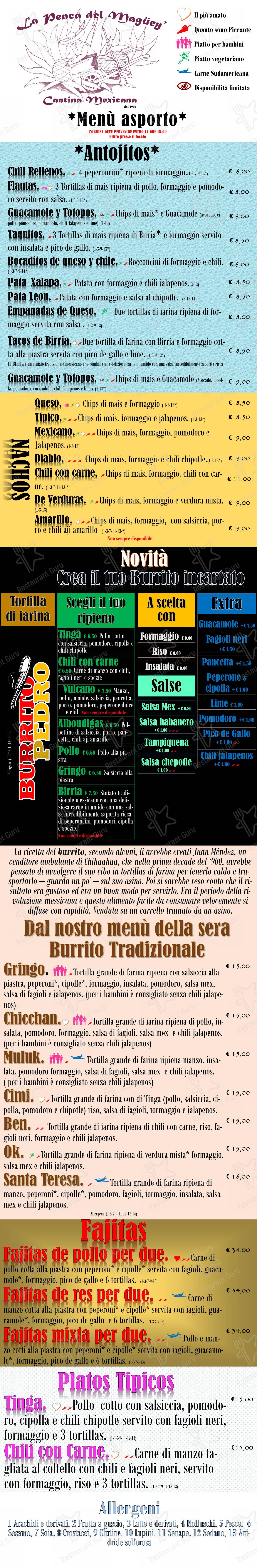 Menu da La Penca del Maguey ristorante, Lissone, Viale Nuova Valassina