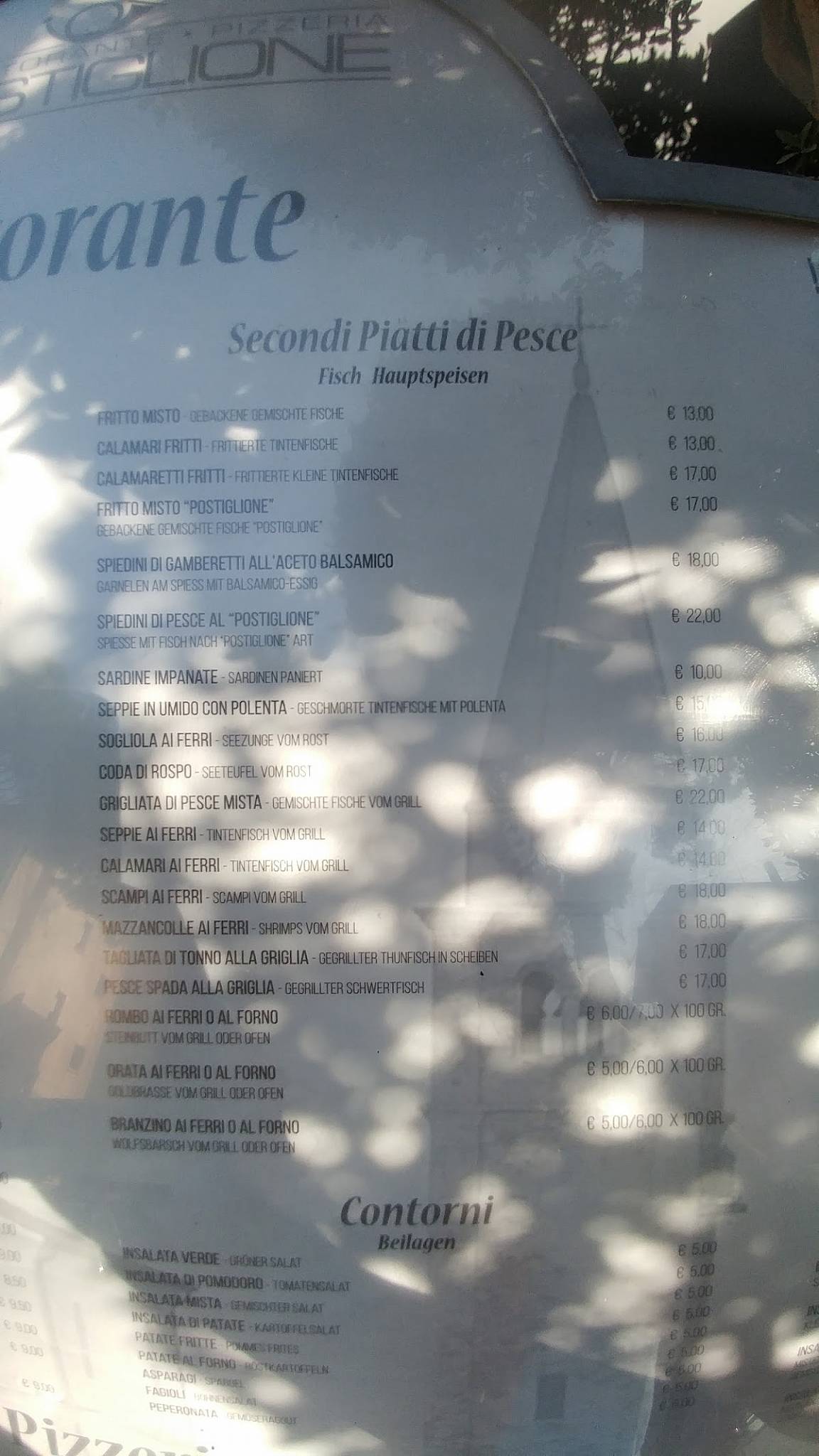 Speisekarte von Ristorante pizzeria Al Postiglione, Caorle
