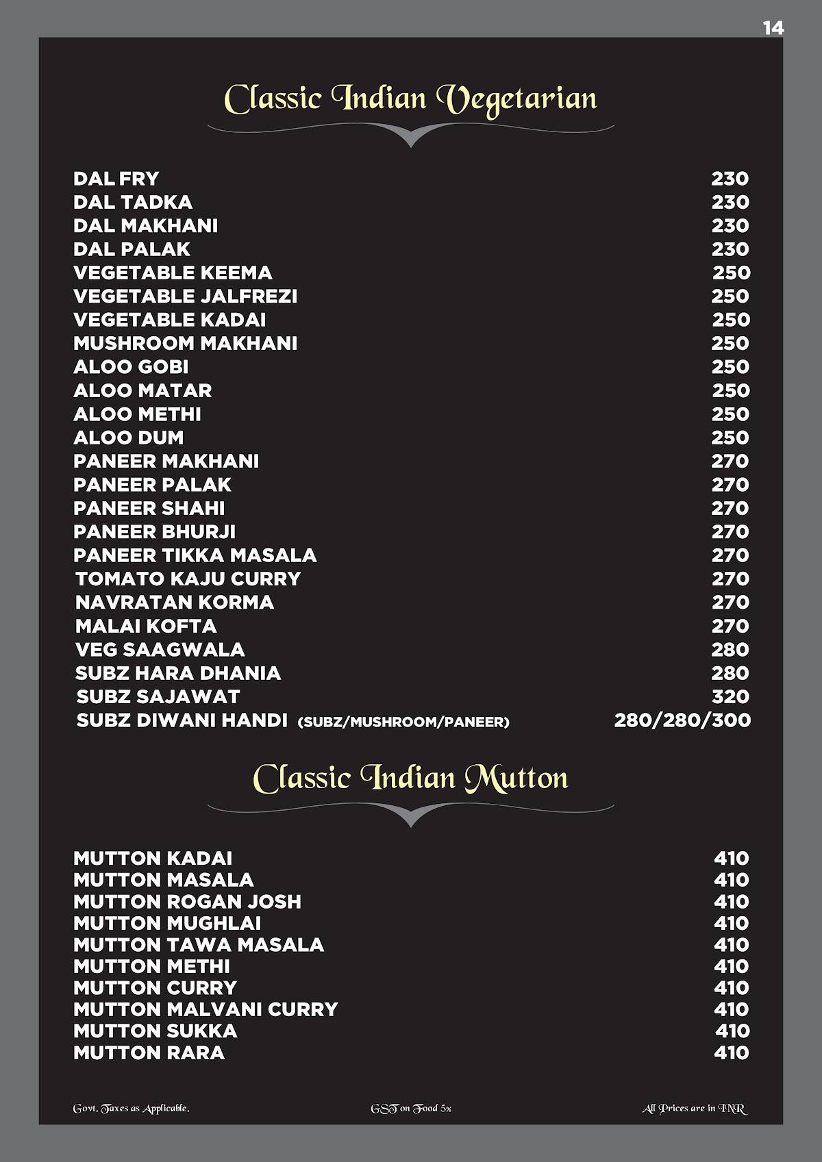 Menu at Ritz Classic Margao, Margao
