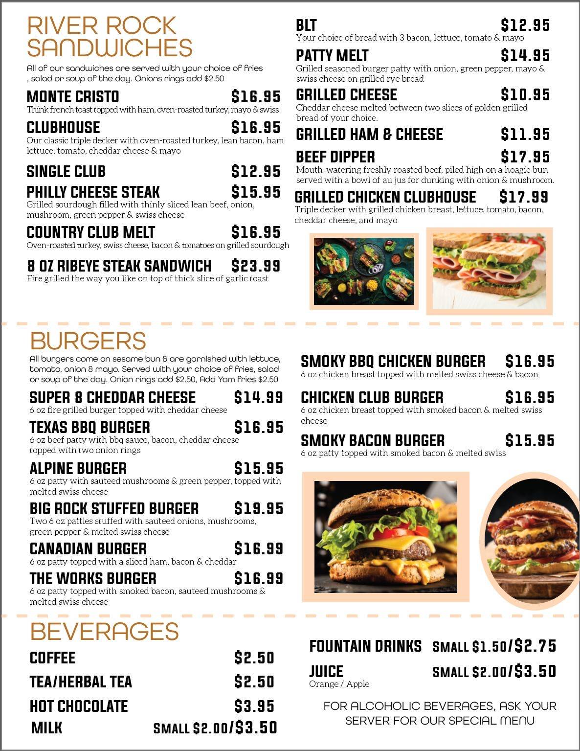 Menu at River Rock Grill restaurant, Drayton Valley