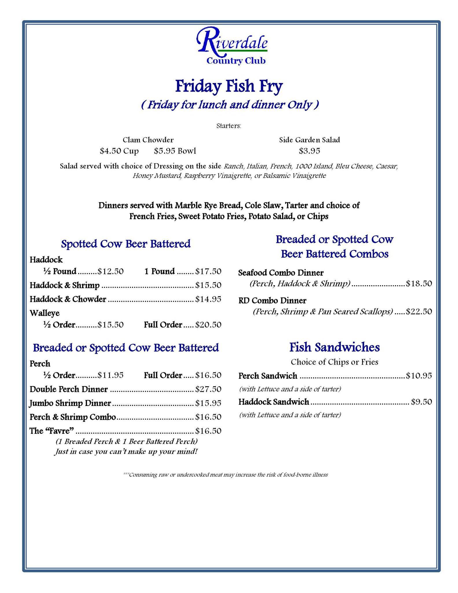 Menu at Riverdale Country Club Golf Course Bar & Restaurant, Sheboygan ...