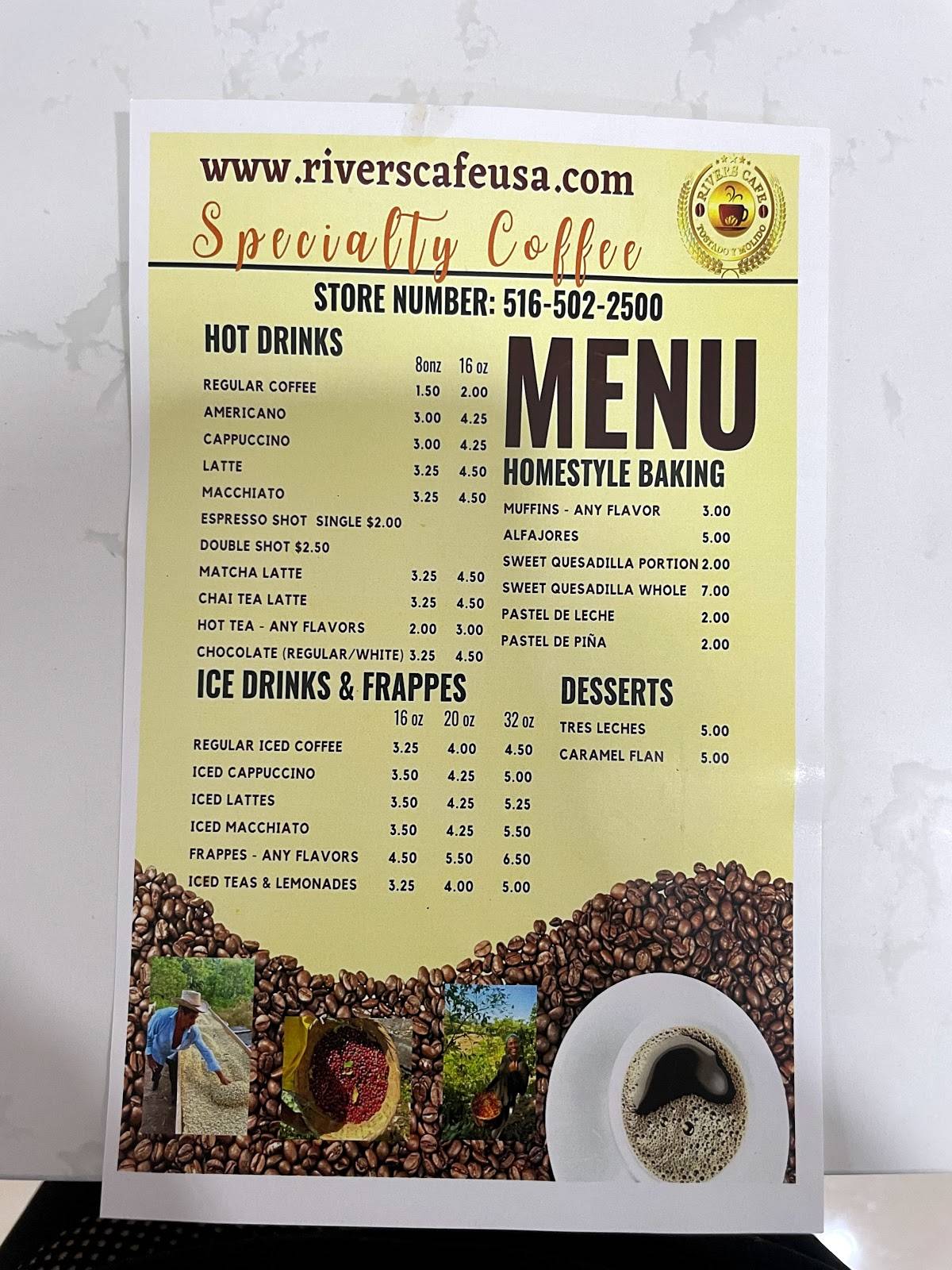 Menu at Rivers Cafe USA, Floral Park