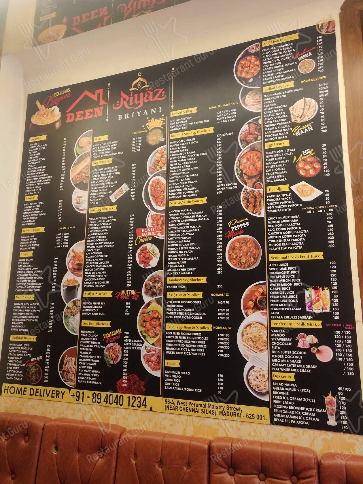 Menu at Riyaz briyani Best biryani shop Special 5 Biryani Variety, Madurai
