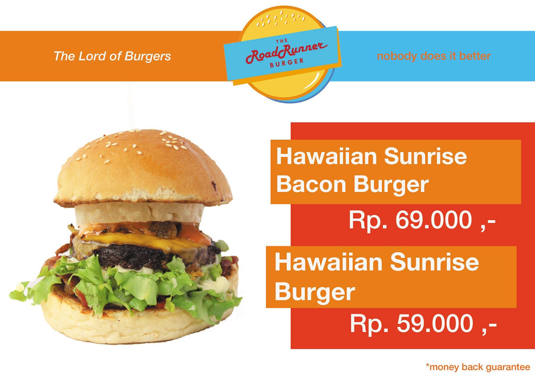 Menu at Road Runner Burger restaurant, Bandung, Jl. Pungkur No. 181
