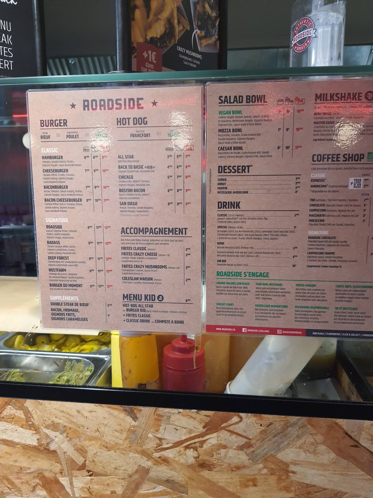 Menu au ROADSIDE Vitré restaurant, Challans
