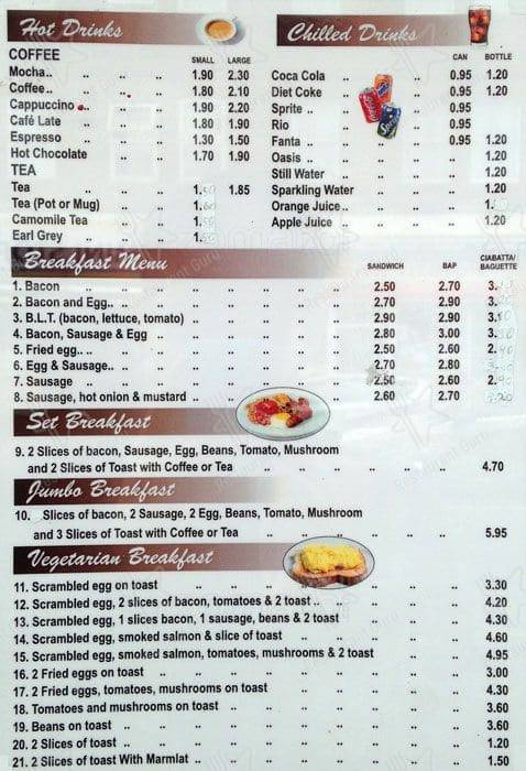 Menu at Roberto cafe, New Malden