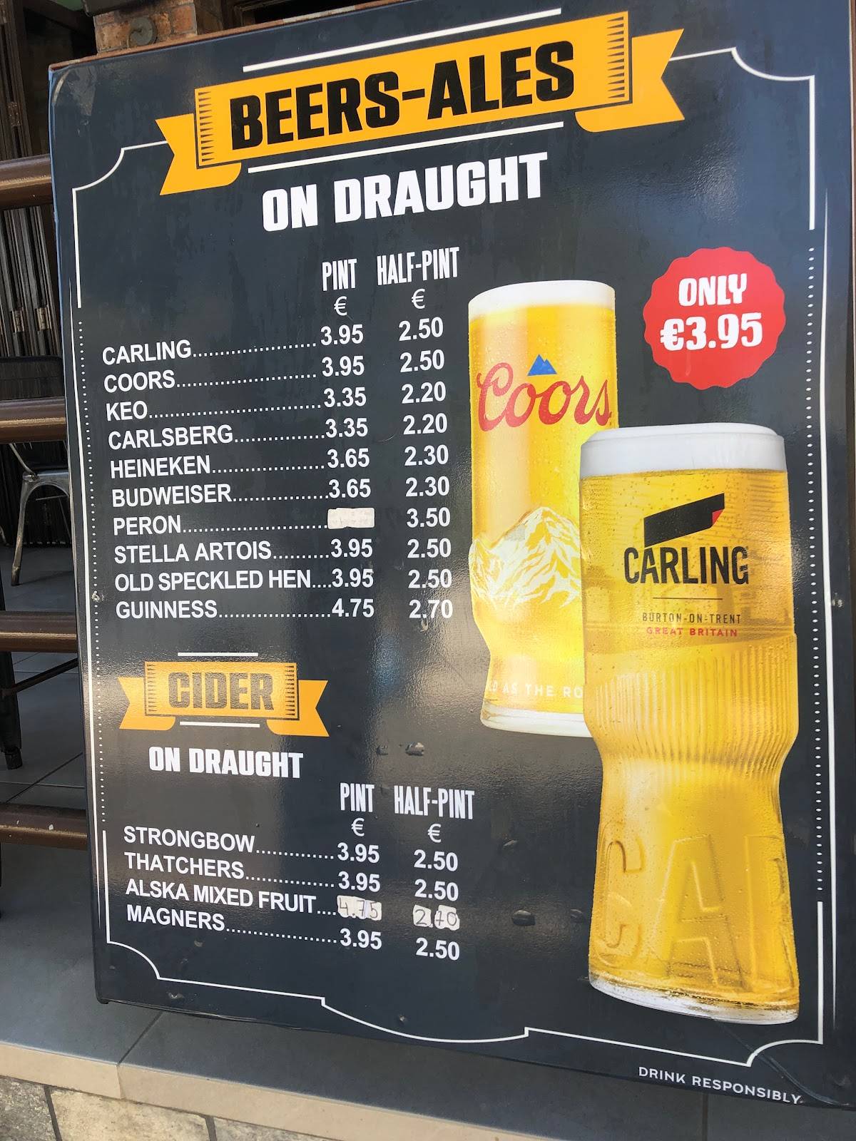 Menu at Rockafellas Bar, Protaras