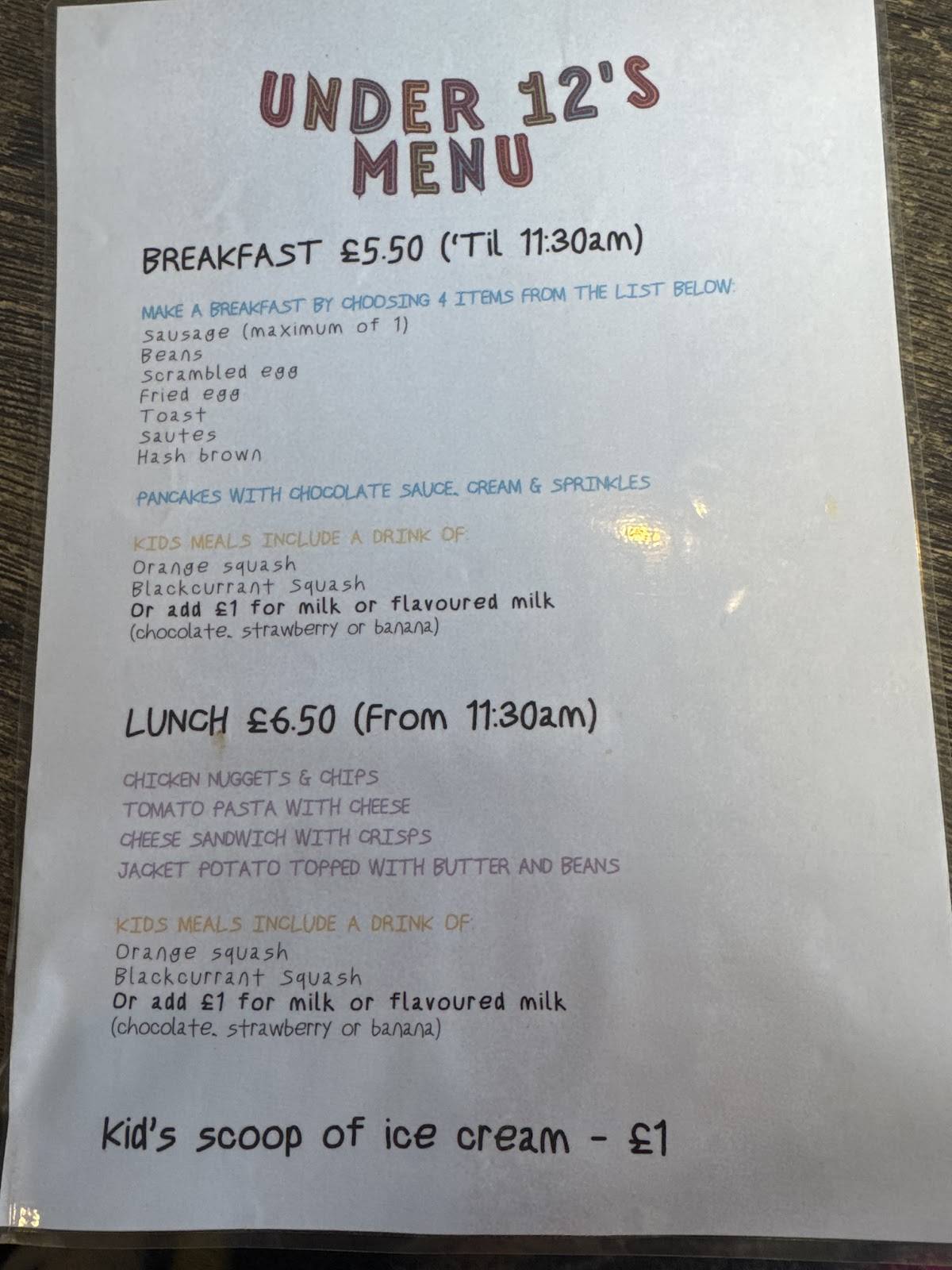 Menu at Rockhill Cafe, Saint Austell